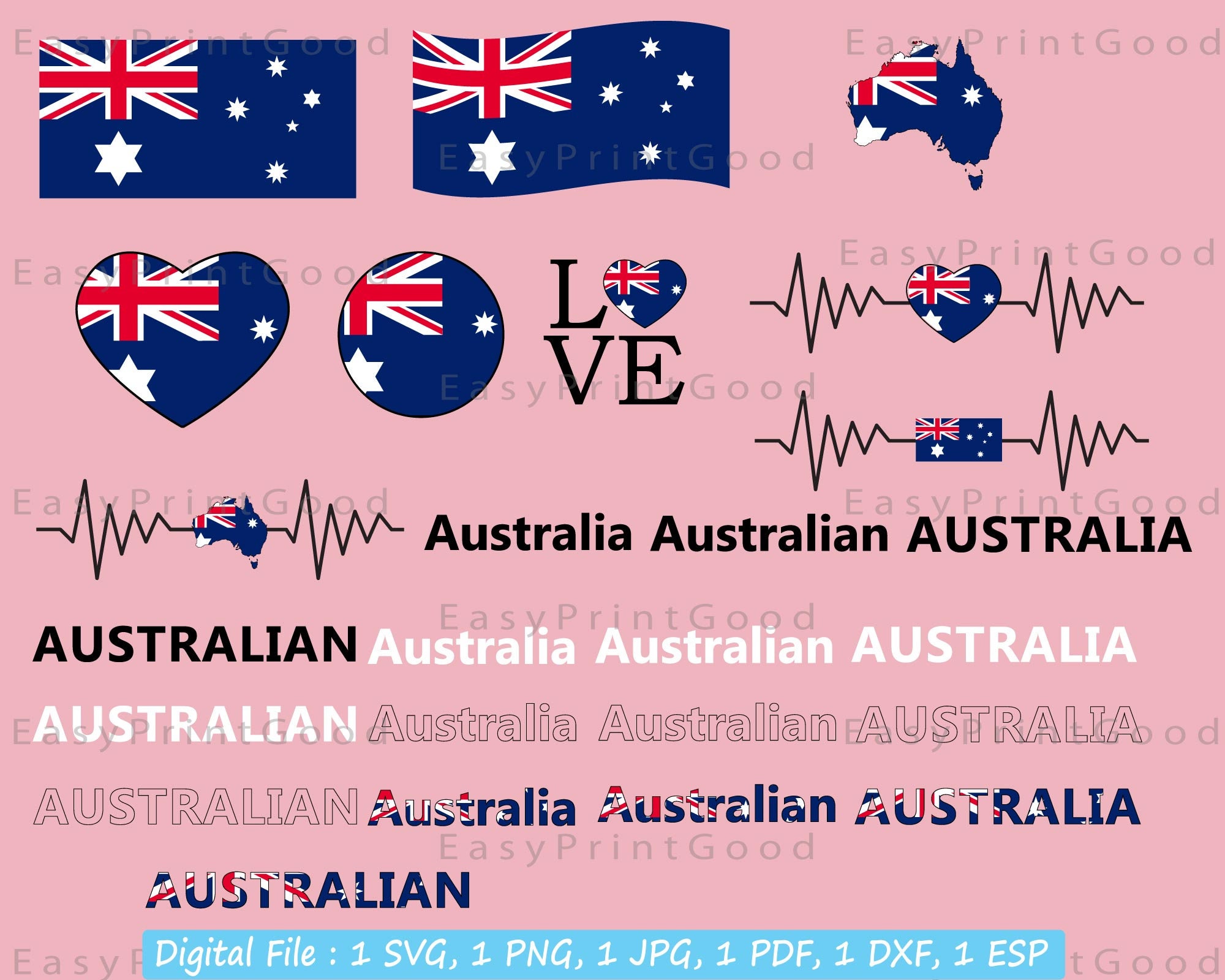Australia Flag Svg Bundle Australian Flag Australia Name - Etsy
