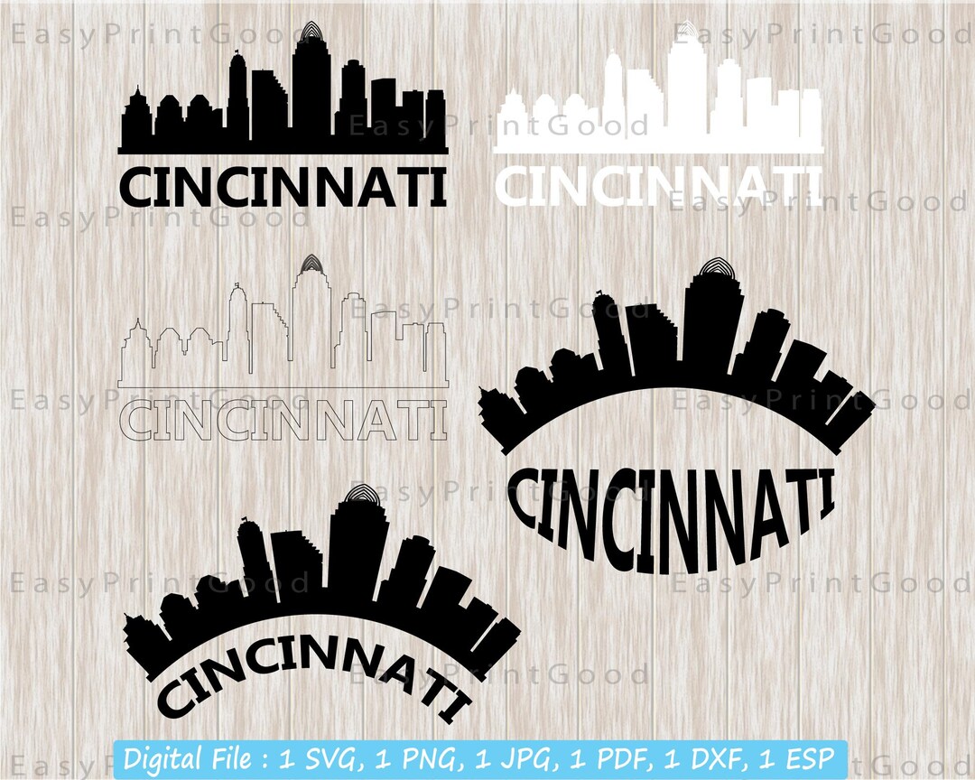 Cincinnati Skyline Silhouette, Cityscape SVG Cut File (digital Download ...