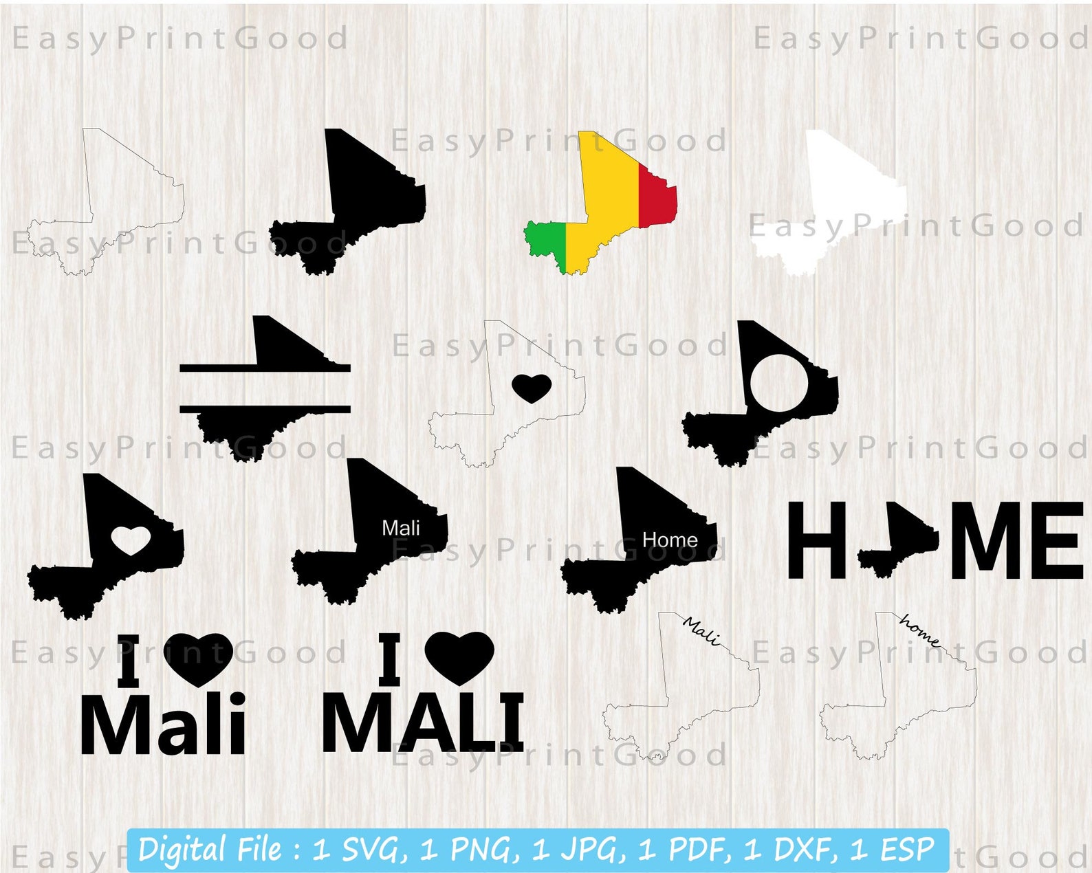 Mali Svg Bundle Mali Outline Mali Map Svg Home Malian - Etsy