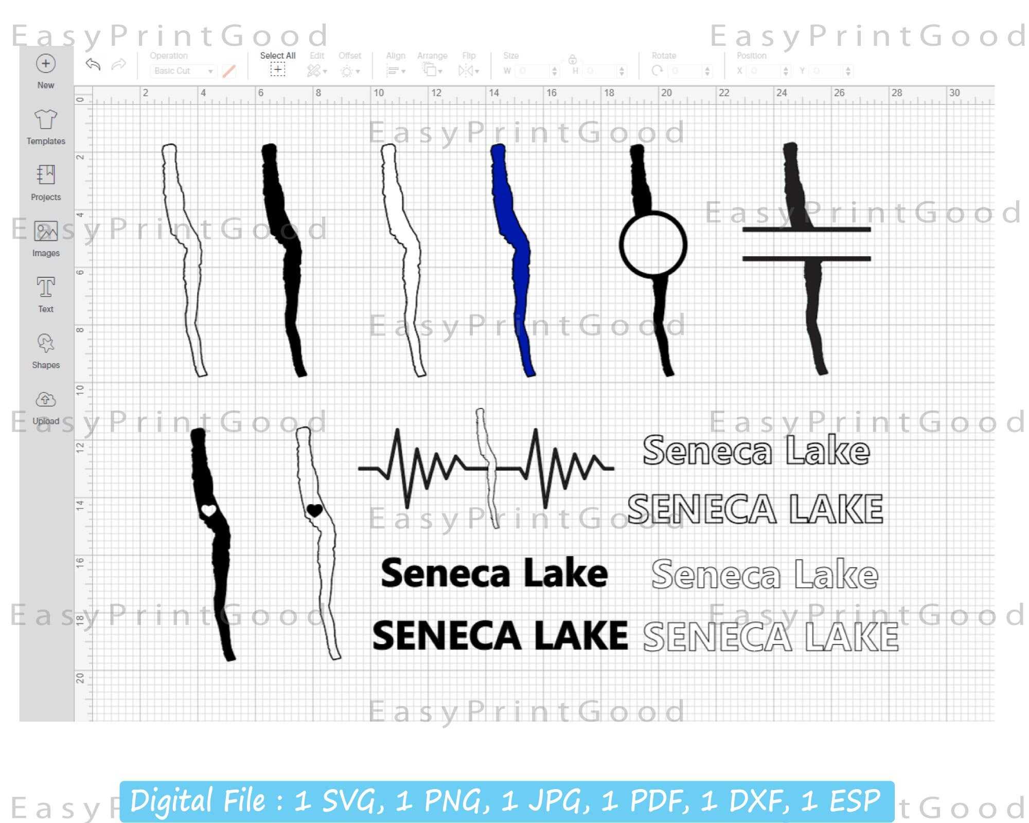 Seneca Lake Svg Bundle Seneca Lake Outline Love Clipart | Etsy