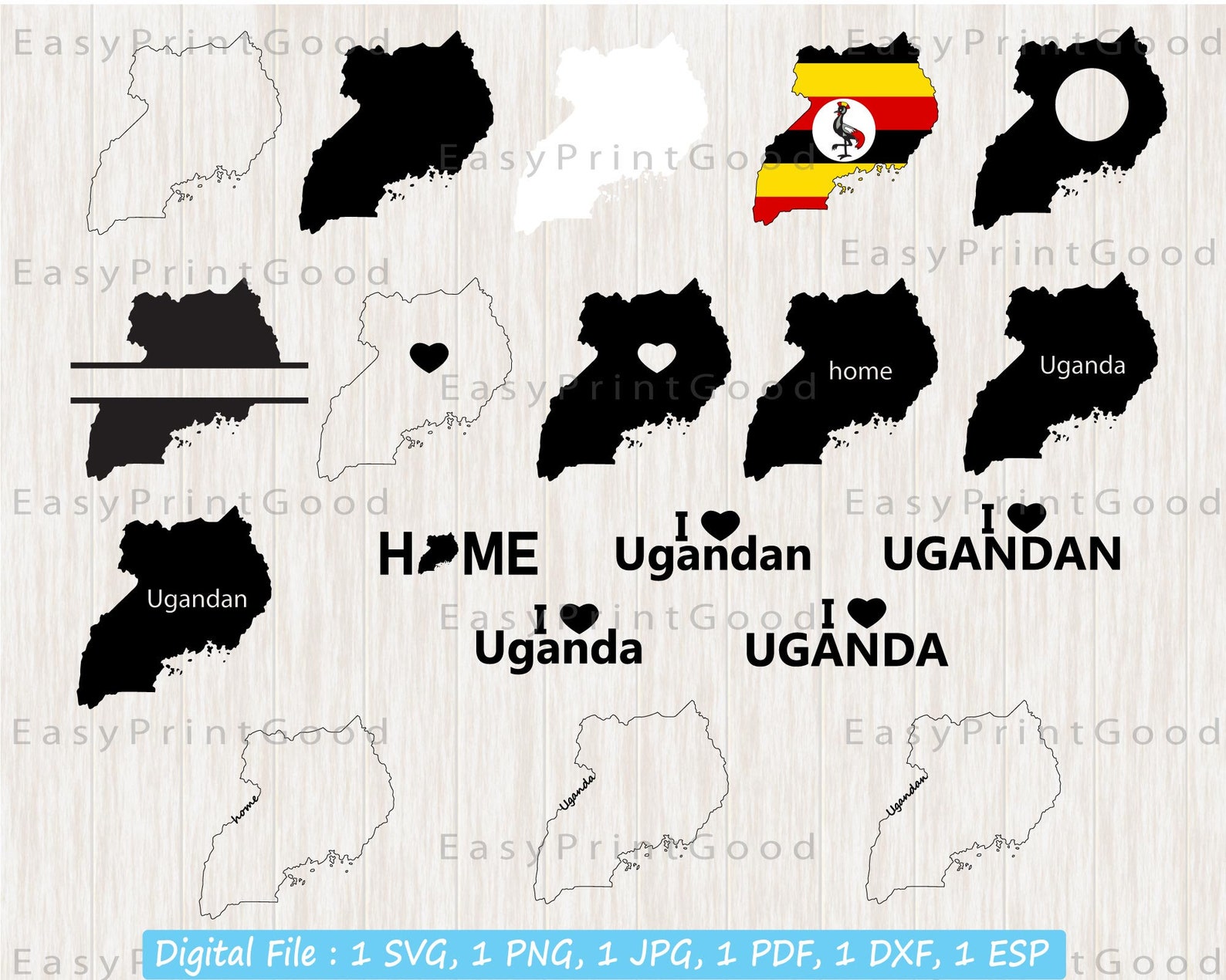 Uganda SVG Bundle Ugandan Svg Uganda Clipart Uganda Map - Etsy