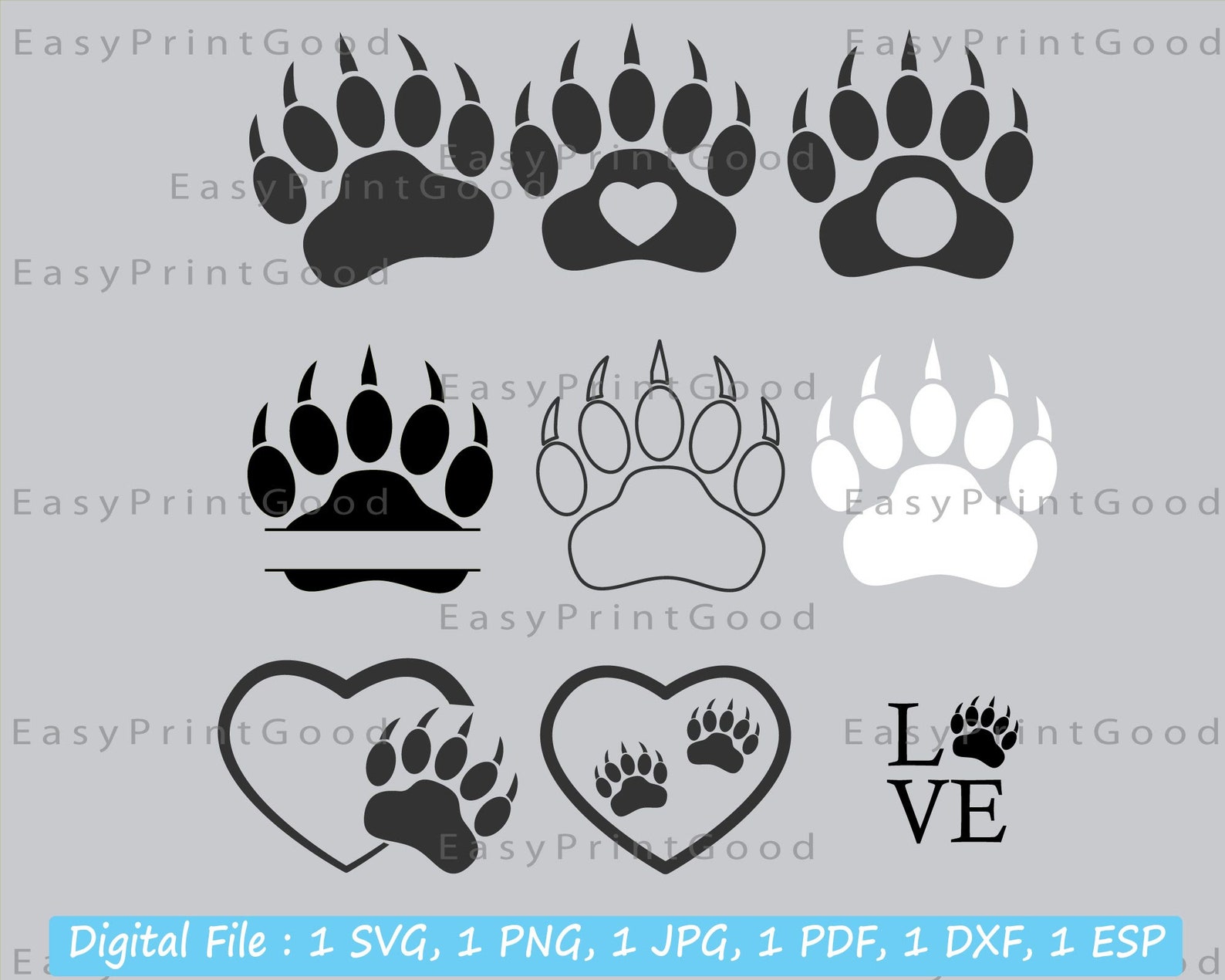 Paw Print Svg Bear Paw Svg Bear Paw Clipart Bear Paw Print | Etsy Canada