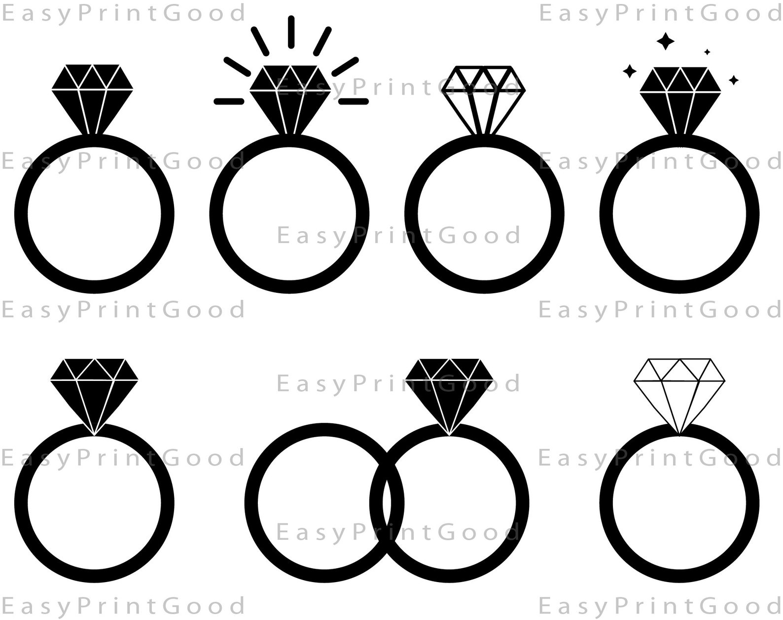 Diamond Ring Svg Wedding Ring Svg Diamond Ring Clipart Diamond | Etsy