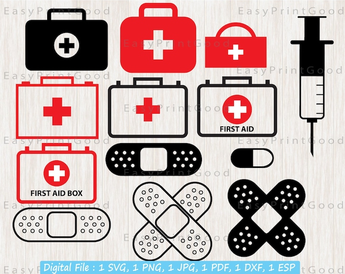 First Aid Kit Symbol. Cut Files for Cricut. Clip Art Silhouettes (eps ...