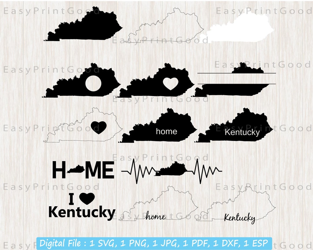 Kentucky Svg Bundle, Kentucky State Svg, Kentucky Outline, Kentucky Map ...