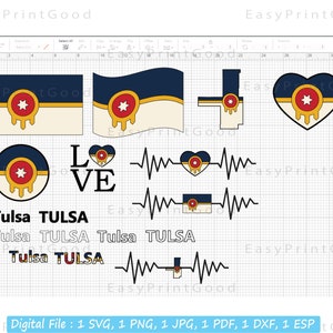 Tulsa Flag SVG Bundle: Map, Heart, Banner Cut Files (digital Download ...