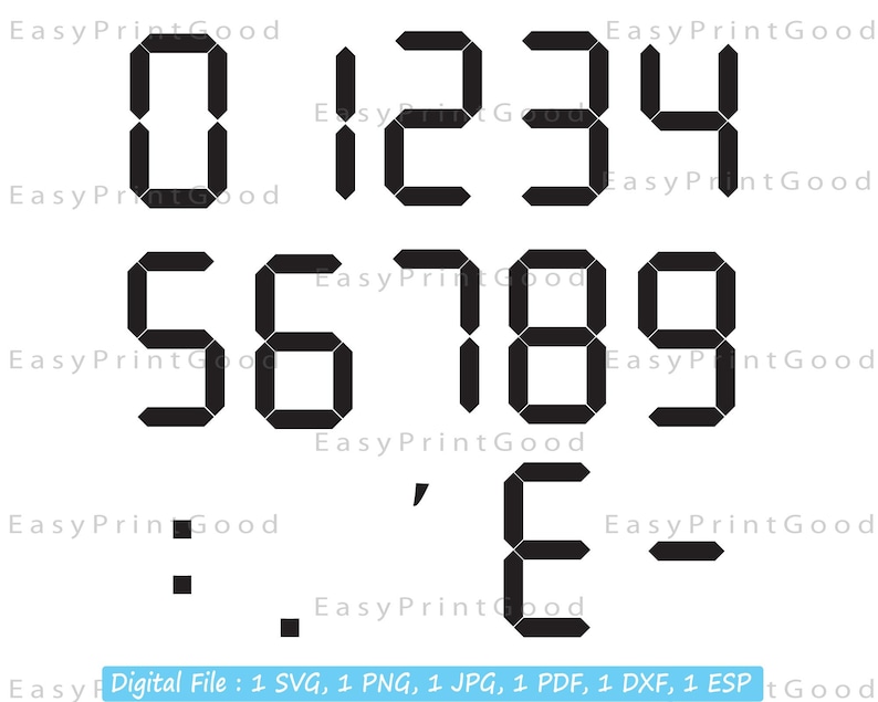Digital Numbers SVG Bundle: Calculator Font Files (digital Download) - Etsy