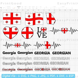 Georgia Flag Svg Bundle Georgia Clipart Georgia Flag Svg - Etsy