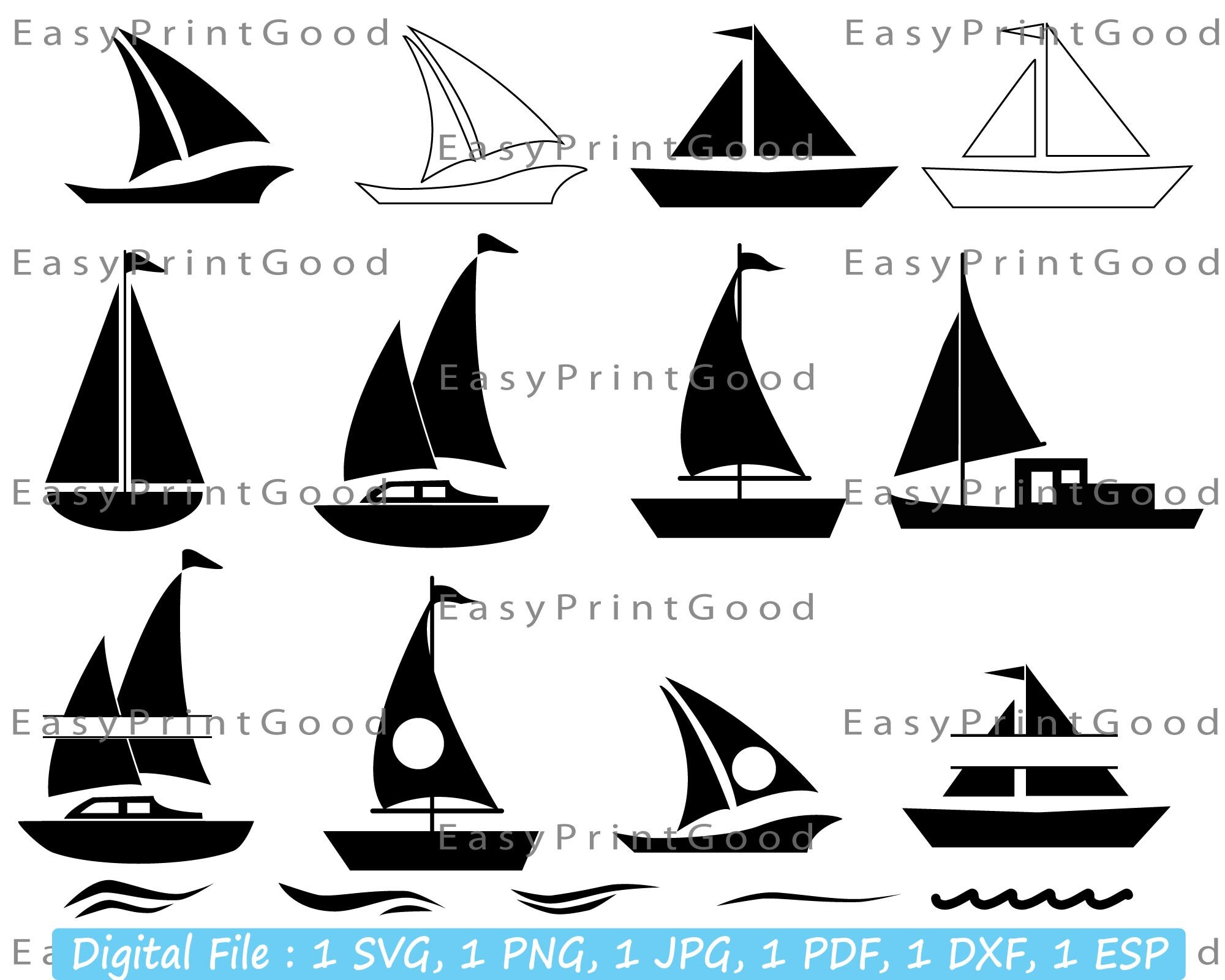 Sailboat Svg Sailing Clip Art Sailboat Monogram Svg Sailboat | Etsy