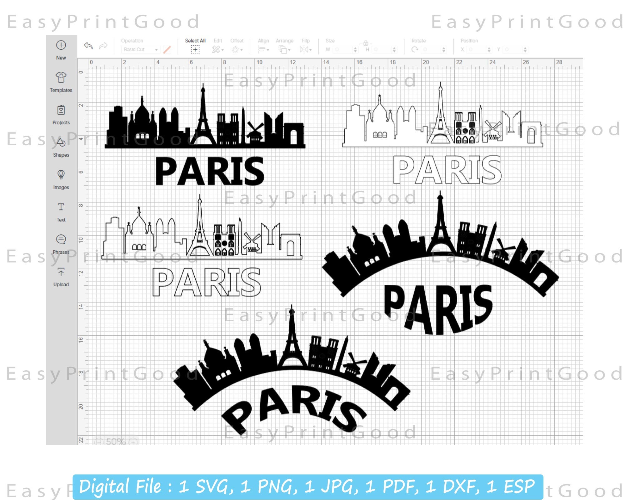 Paris Svg Paris Svg Skyline France Svg Cityscape Horizon - Etsy