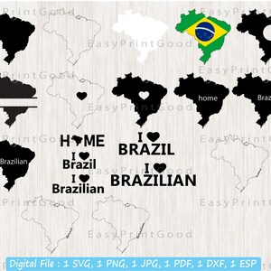 Brazil SVG Bundle, Brazilian Svg, Brazil Clipart, Brazil Map Svg ...
