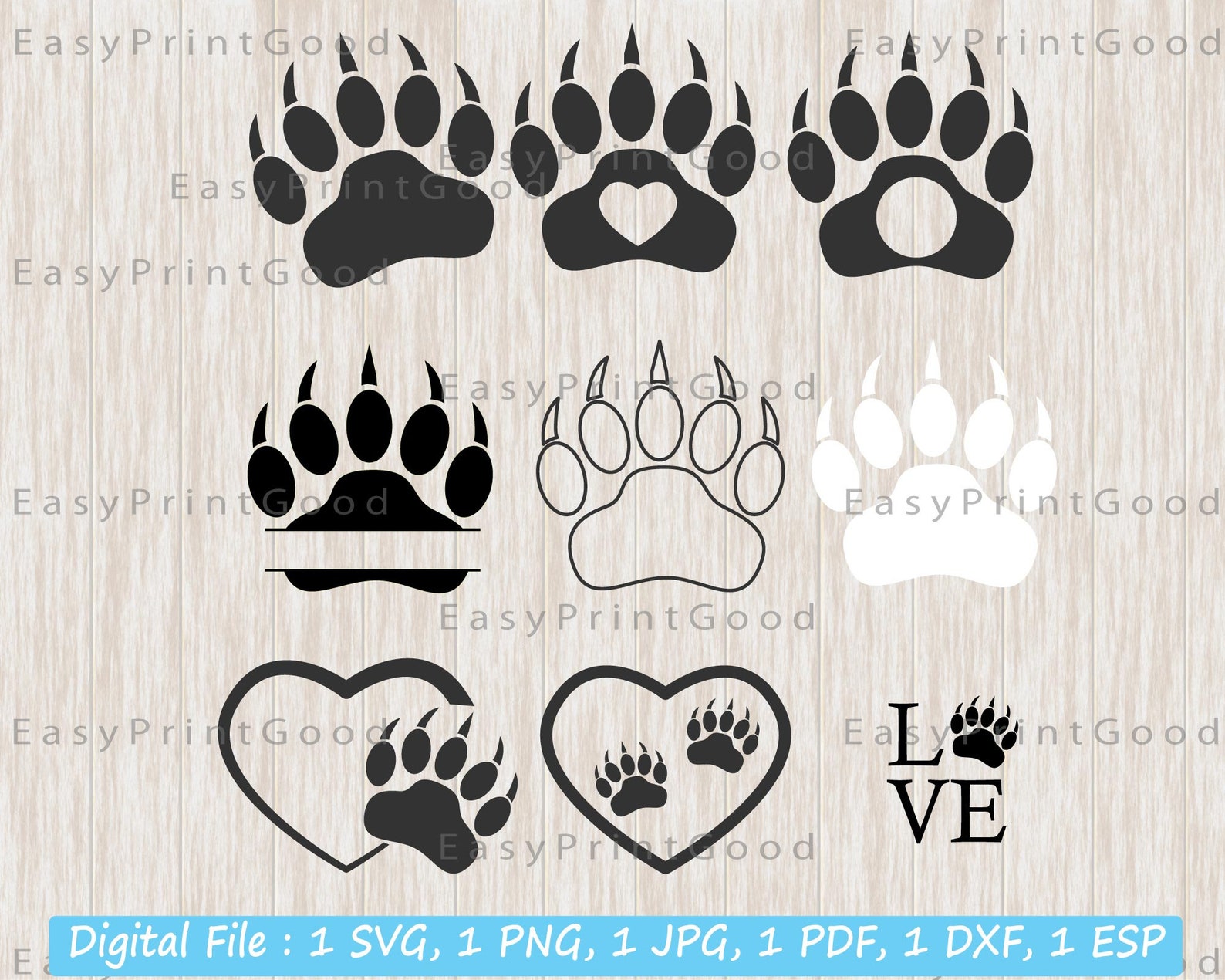 Paw Print Svg Bear Paw Svg Bear Paw Clipart Bear Paw Print - Etsy Canada