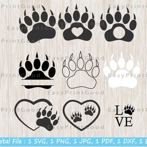 Paw Print Svg, Bear Paw Svg, Bear Paw Clipart, Bear Paw Print Svg ...