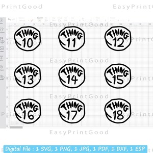 Thing 10, Thing 11, Numbers 10 to 18 Svg, Thing 12, Thing 18, Thing ...