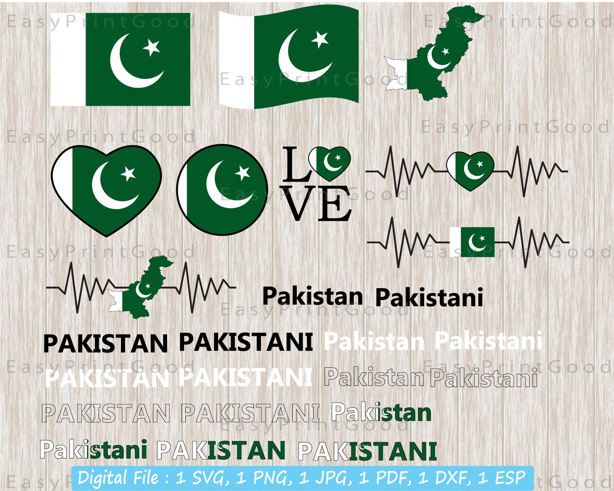 Pakistan Flag Svg Bundle Pakistan National Flag Love - Etsy