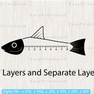 Fish Ruler Svg, Fisherman's Ruler, Fish Ruler Clipart, Fish Svg ...