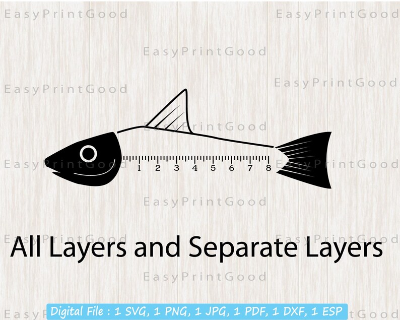 Fish Ruler Svg Fisherman's Ruler Fish Ruler Clipart - Etsy
