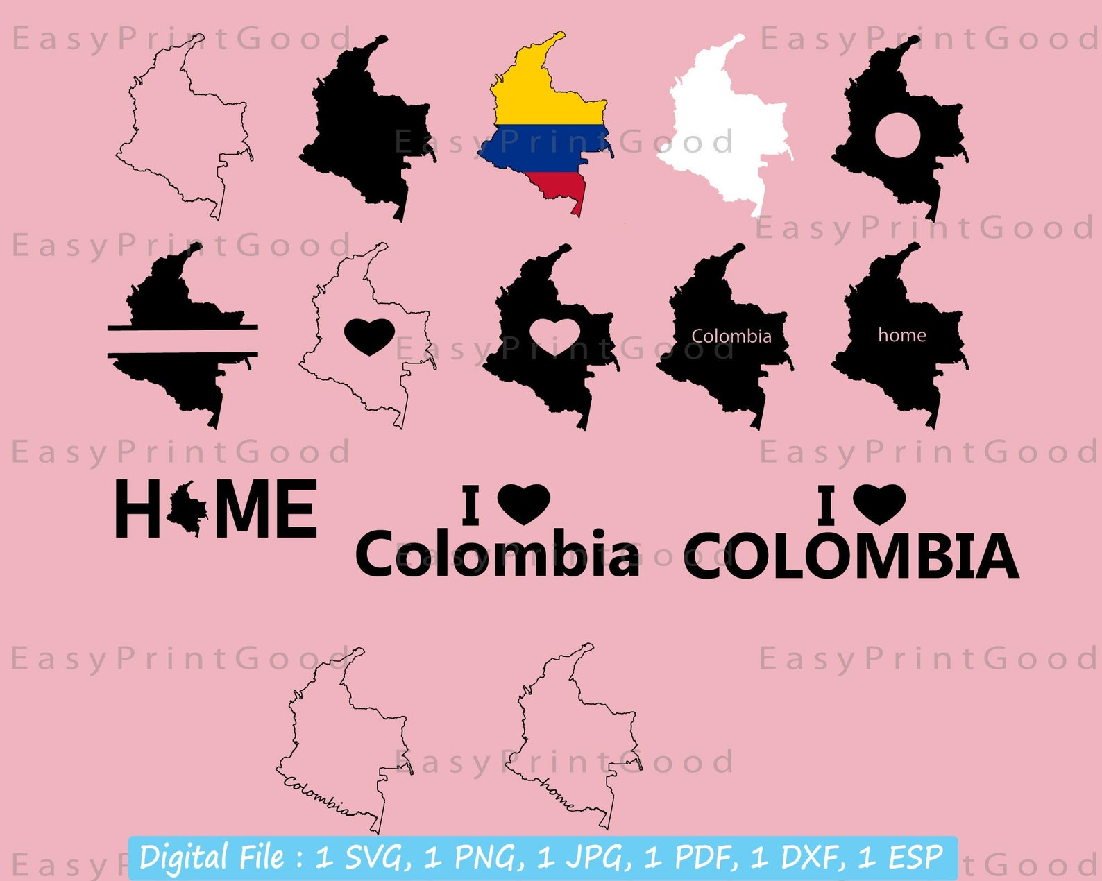 Colombia Map Svg Bundle Colombia Country Colombian Clipart - Etsy