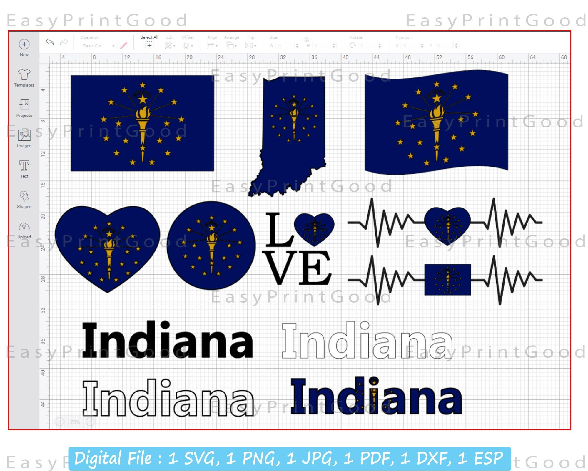 Indiana Flag Bundle Svg Indiana Flag Indiana Star Heart - Etsy