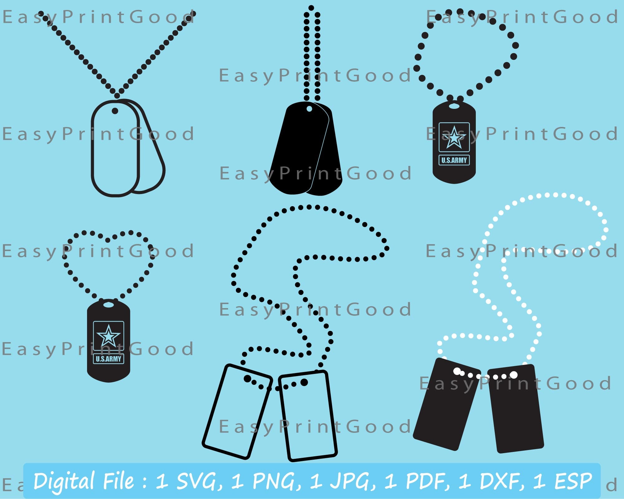 US Army Dog Tags Svg United States Army Solider Military Dog | Etsy UK