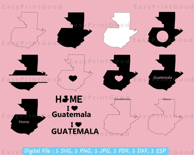 Guatemala Map Svg Bundle Guatemala Clipart Guatemala Country - Etsy