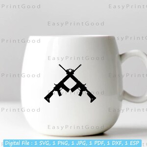 AR15 Cross Rifle, M4 AR15 Assault Rifle, AR15 Svg, Rifle Clipart, AR15 ...