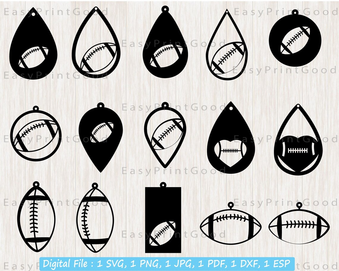 Football Earrings Template Svg Football Leather Earrings | Etsy