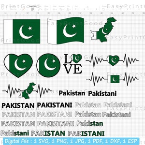 Pakistan Flag Svg Bundle, Pakistan National Flag, Love, Waving ...