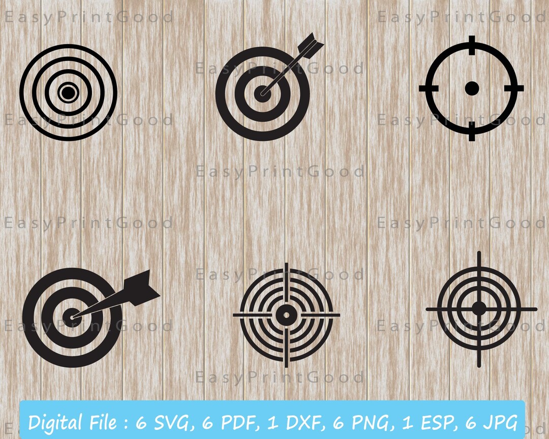 6 Target Svg, Target Cutting File Shooting, Target Silhouette, Bullseye ...