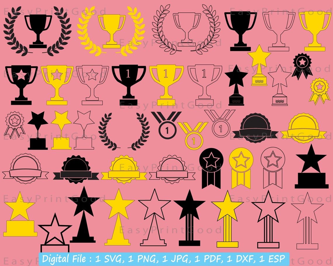 Trophy Award Svg Bundle Trophy Cup Svg Champion Trophy Medal - Etsy Canada