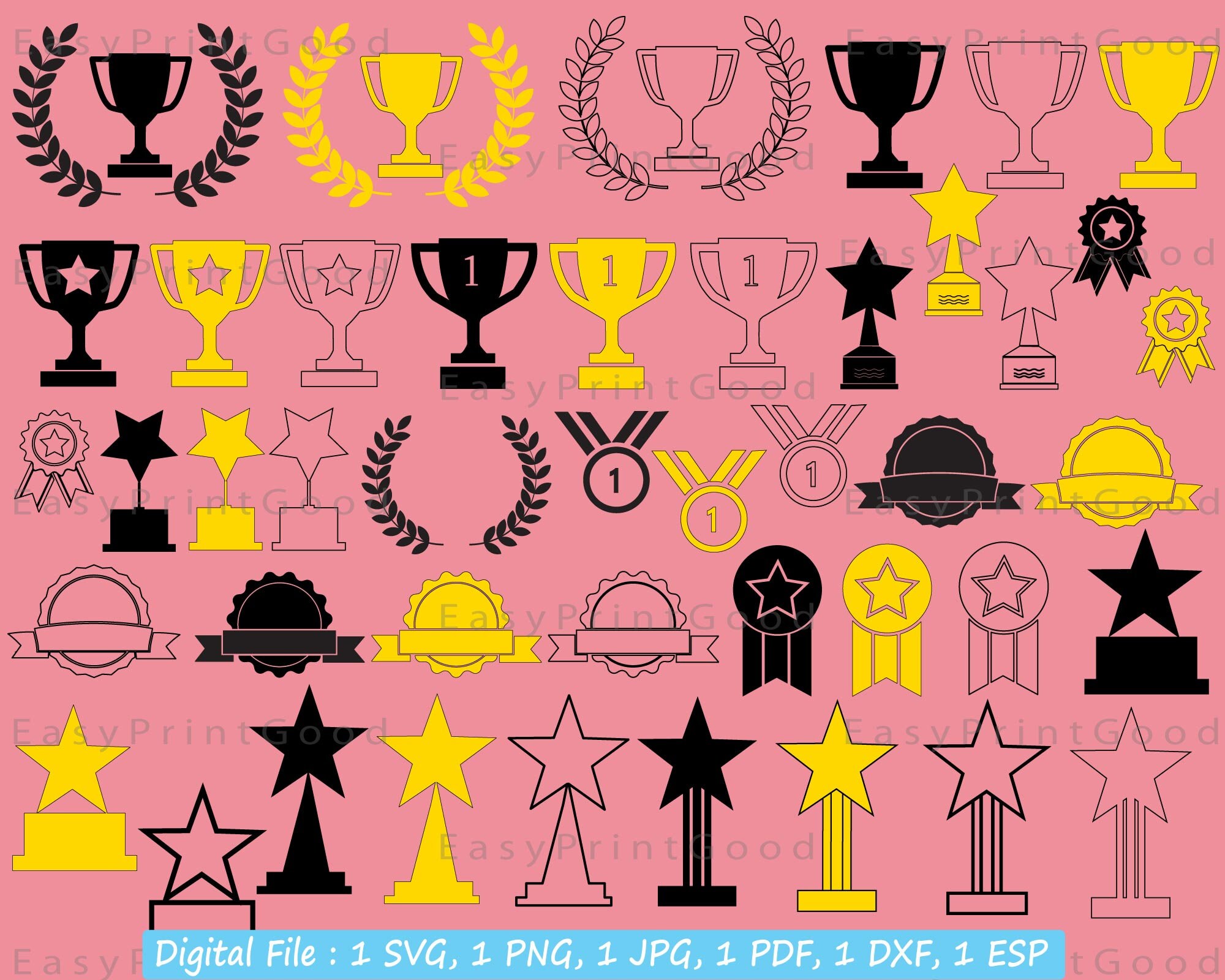 Trophy Award Svg Bundle Trophy Cup Svg Champion Trophy Medal - Etsy Canada