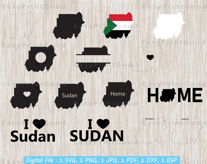Sudan Flag Map SVG - Sudanese SVG Cricut Cut File, Country Nation ...