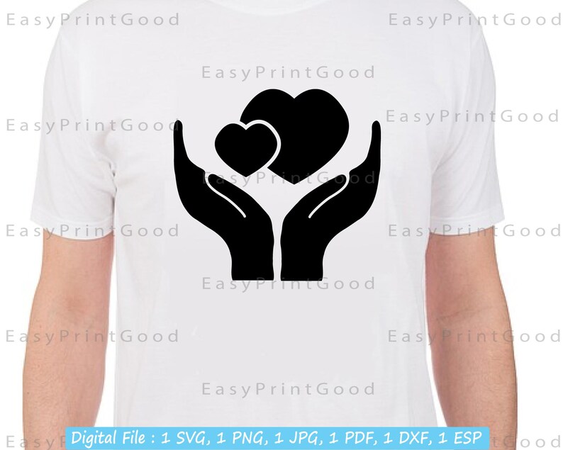 Hand Heart Svg Caring Hands Svg Love Clipart Heart on Hands | Etsy