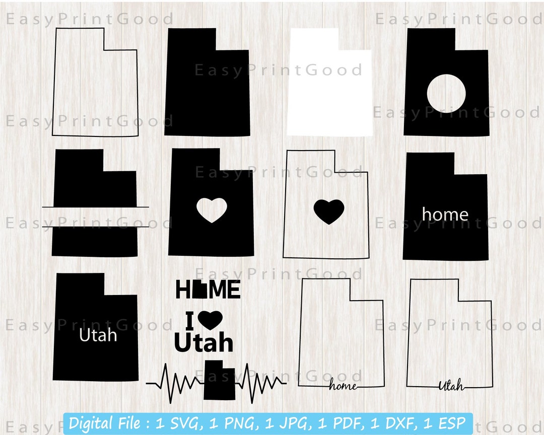 Utah Svg Bundle, Utah State Svg, Utah Clipart, Utah Outline Svg, Utah ...