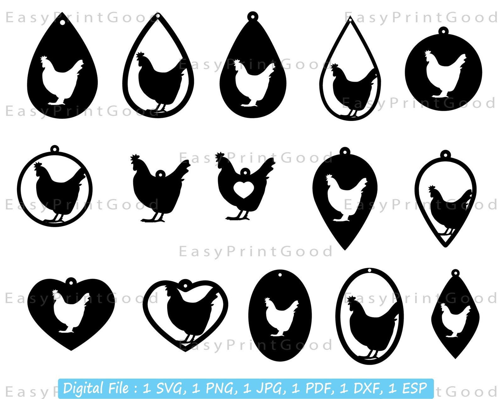 Chicken Earrings Template Svg Chicken Earrings Jewelry Svg | Etsy