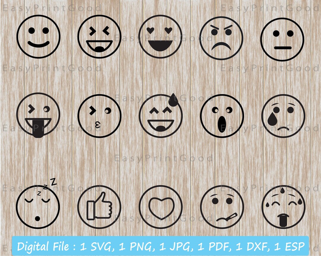 Emoji Svg Bundle Emoji Clipart Emoji Collection Emoji Cut Files Smiley ...