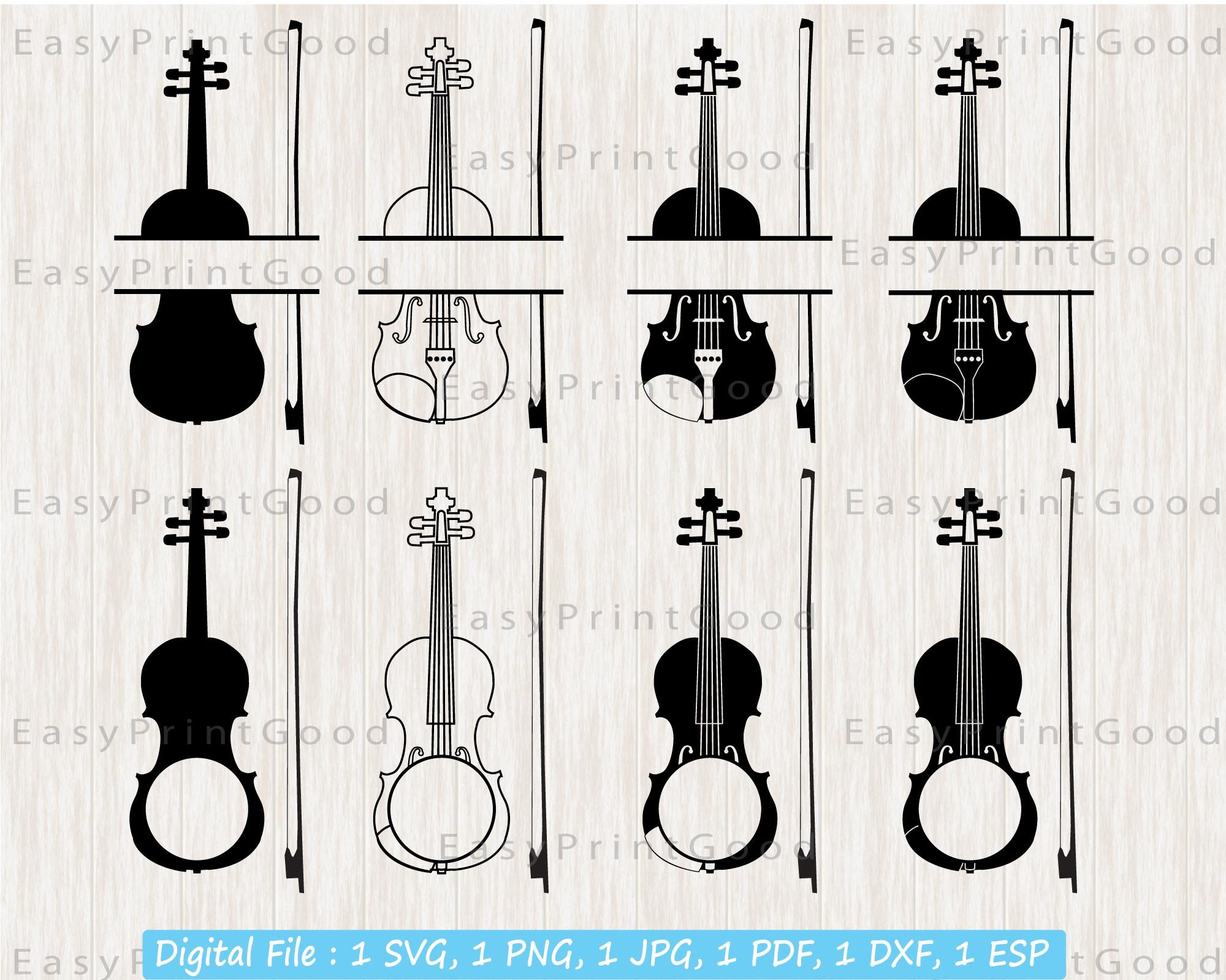 Violin Split Name Frame Svg Violin Svg Violin Clipart Music - Etsy Canada
