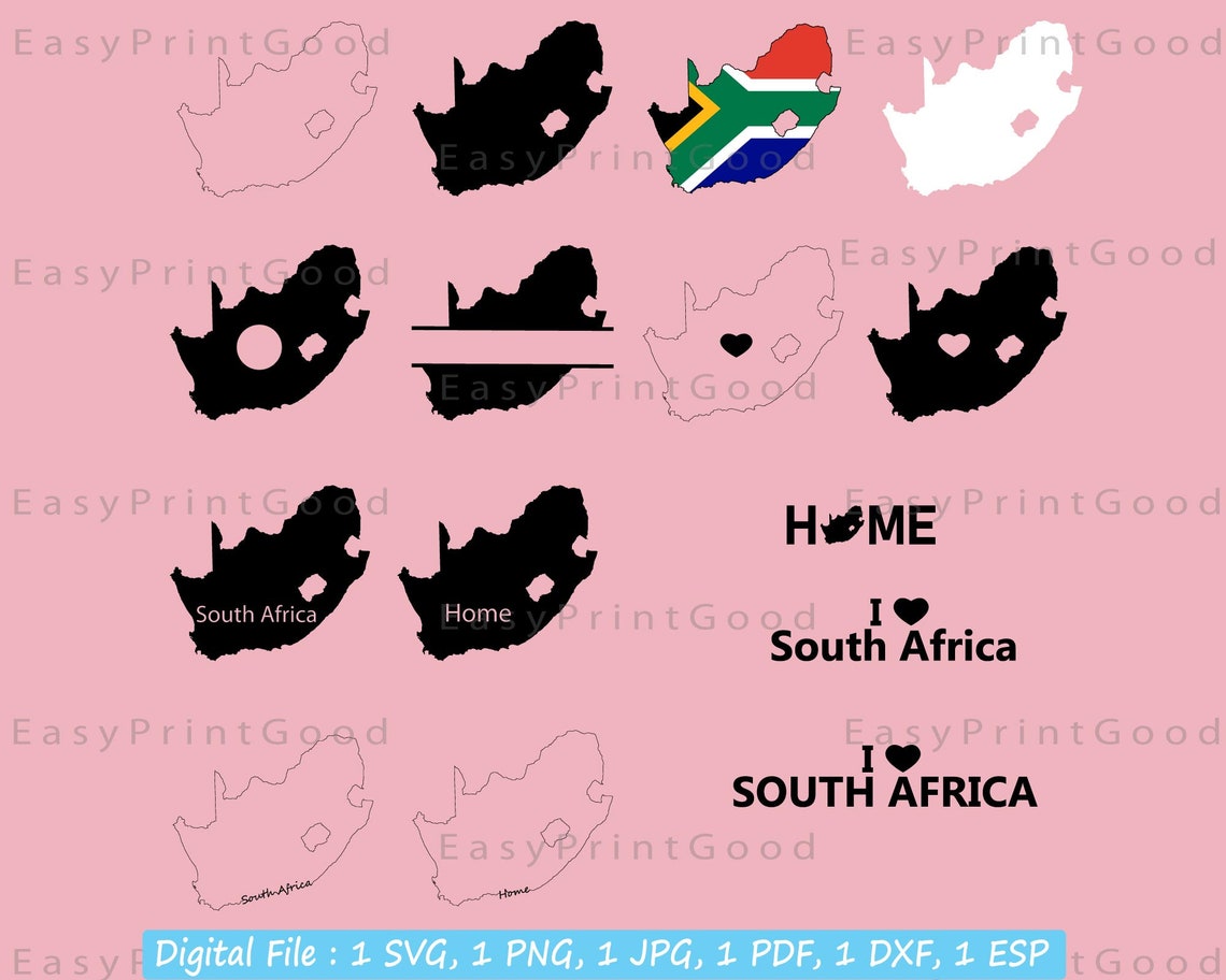 South Africa Map Svg Bundle South Africa Map Flag Svg South - Etsy