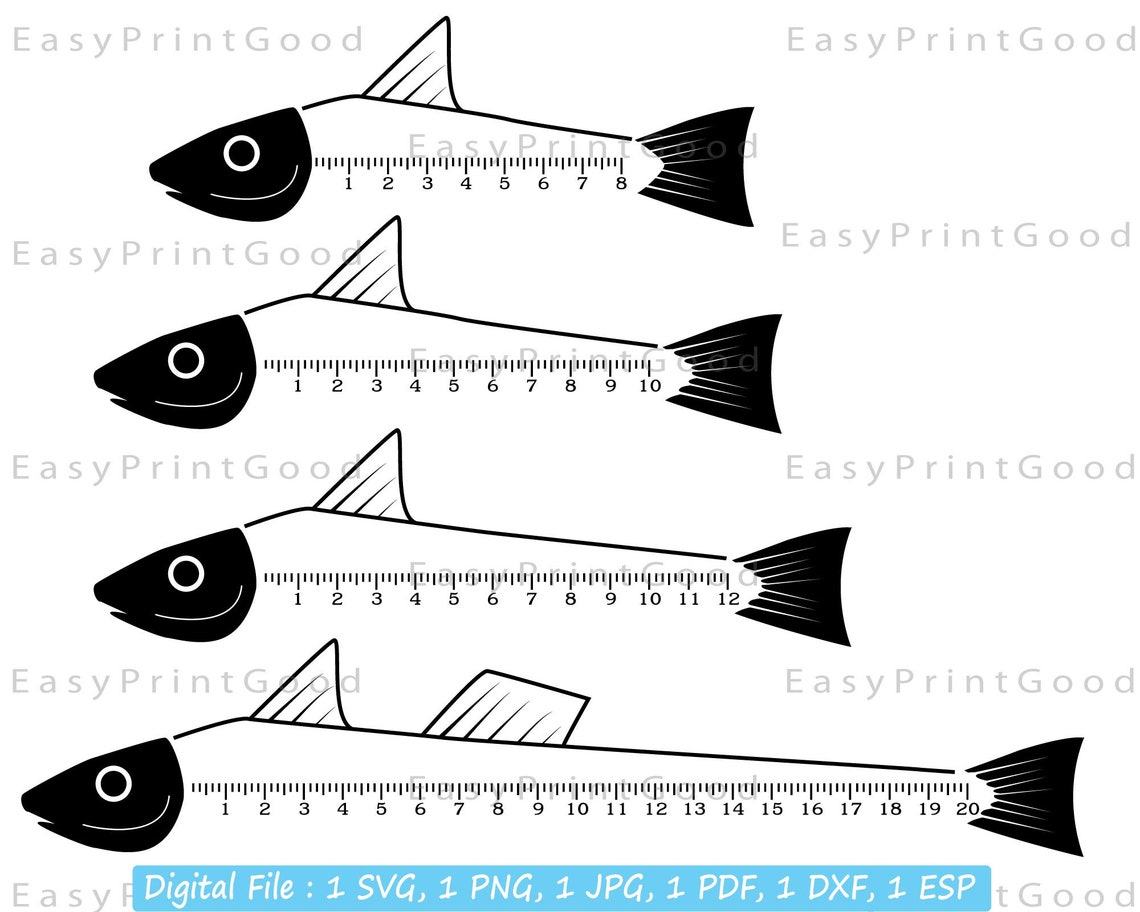 Fish Ruler Svg Fisherman's Ruler Fish Ruler Clipart - Etsy