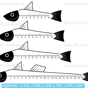 Fish Ruler Svg, Fisherman's Ruler, Fish Ruler Clipart, Fish Svg ...