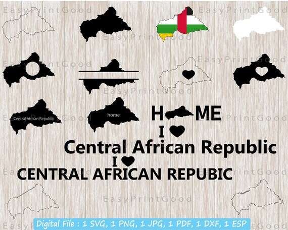 Central African Republic Map Svg Bundle Map Flag Central - Etsy