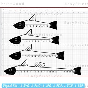 Fish Ruler Svg, Fisherman's Ruler, Fish Ruler Clipart, Fish Svg ...