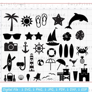 Beach SVG Bundle, Summer SVG Bundle, Beach Svg, Beach Clipart, Beach ...