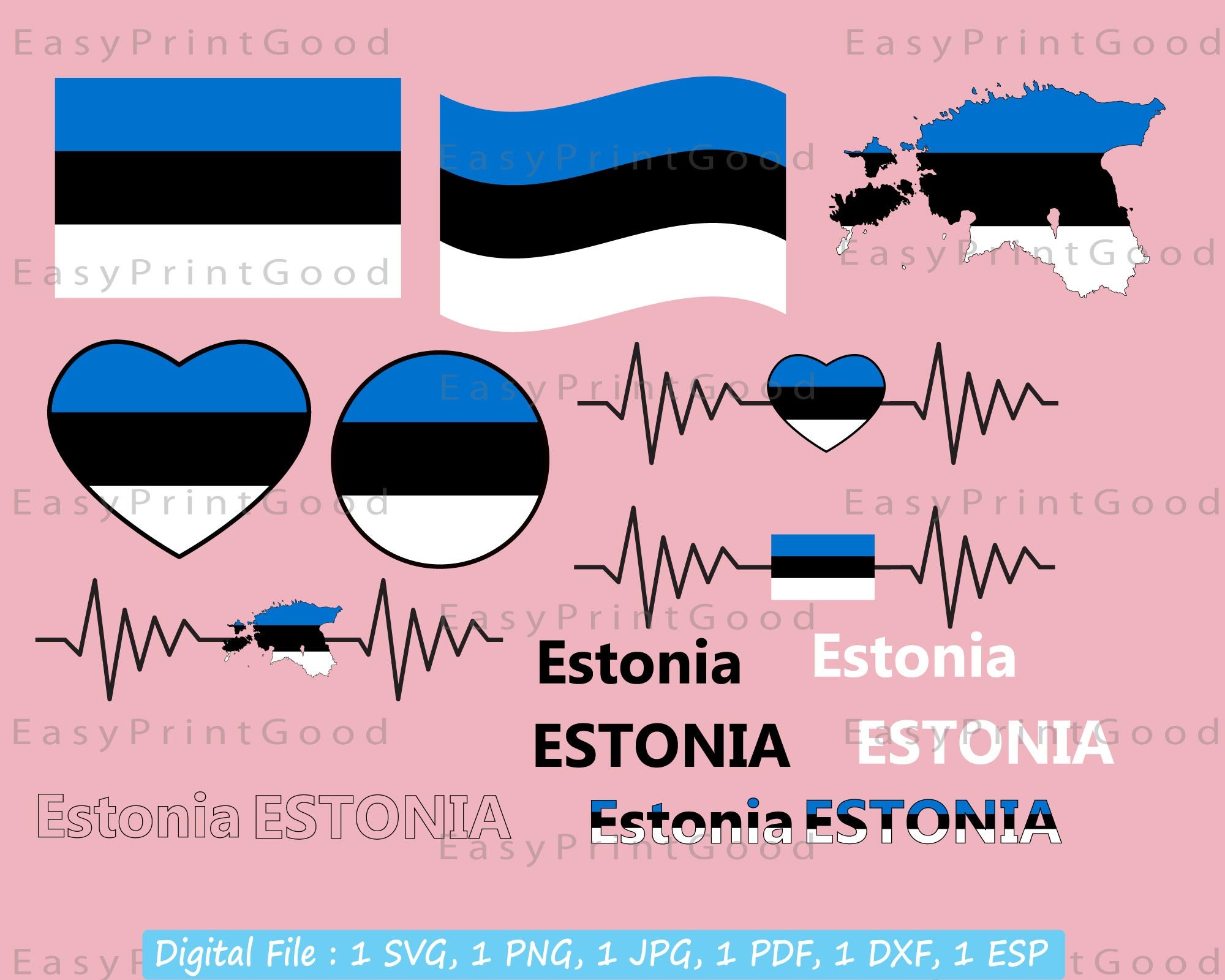 Estonia Flag Bundle Svg Estonian Svg Estonia National Flag - Etsy