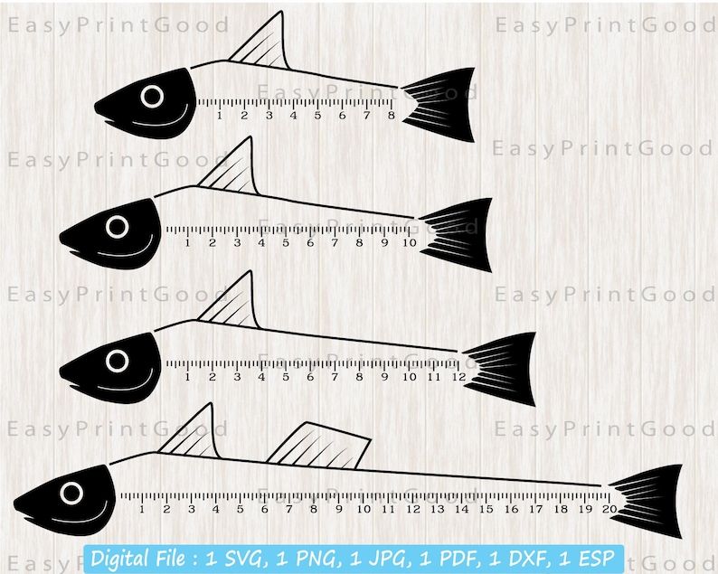 Fish Ruler Svg Fisherman's Ruler Fish Ruler Clipart - Etsy