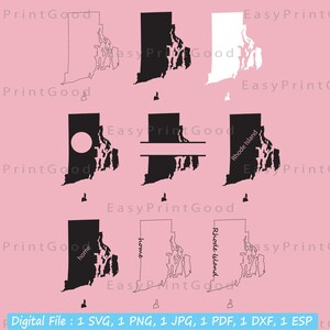 Rhode Island State SVG Bundle, Rhode Island Outline, Rhode Island Map ...