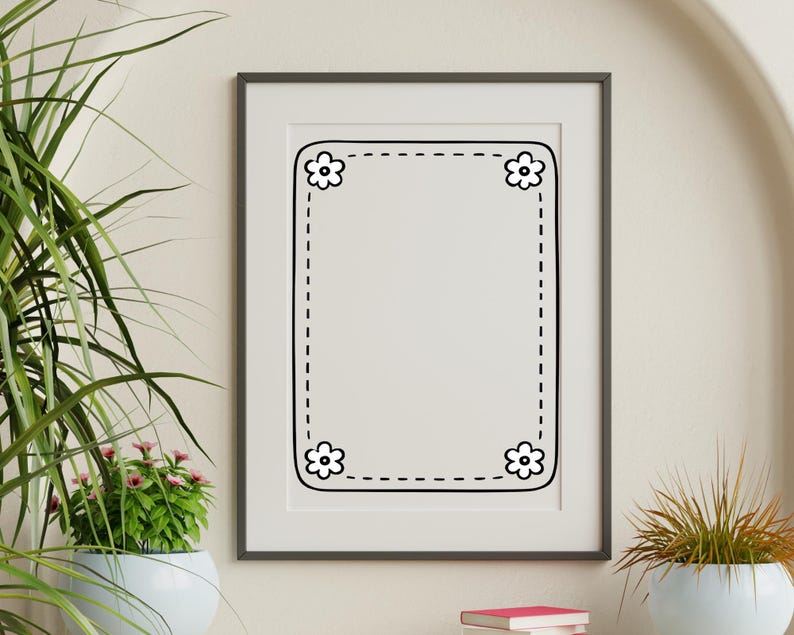60 Doodle Borders Clipart | Black White PNG Frames (digital Download ...
