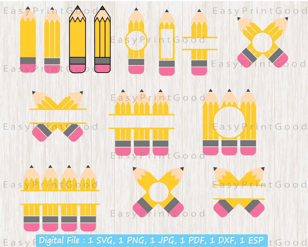 Pencil Svg, Pencil Monogram, Pencil Name Frame, Pencil Split Frame ...