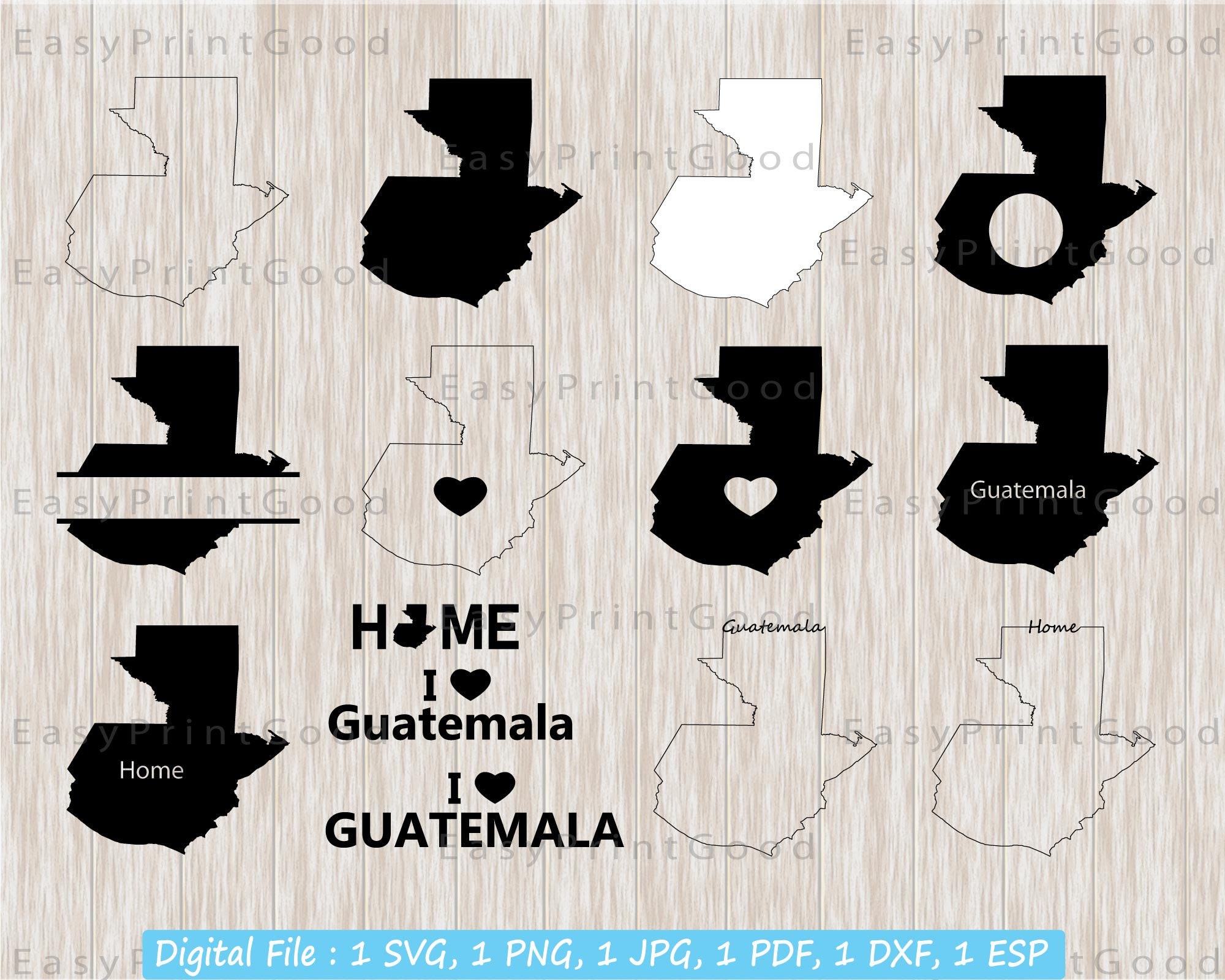 Guatemala Map Svg Bundle Guatemala Clipart Guatemala Country - Etsy