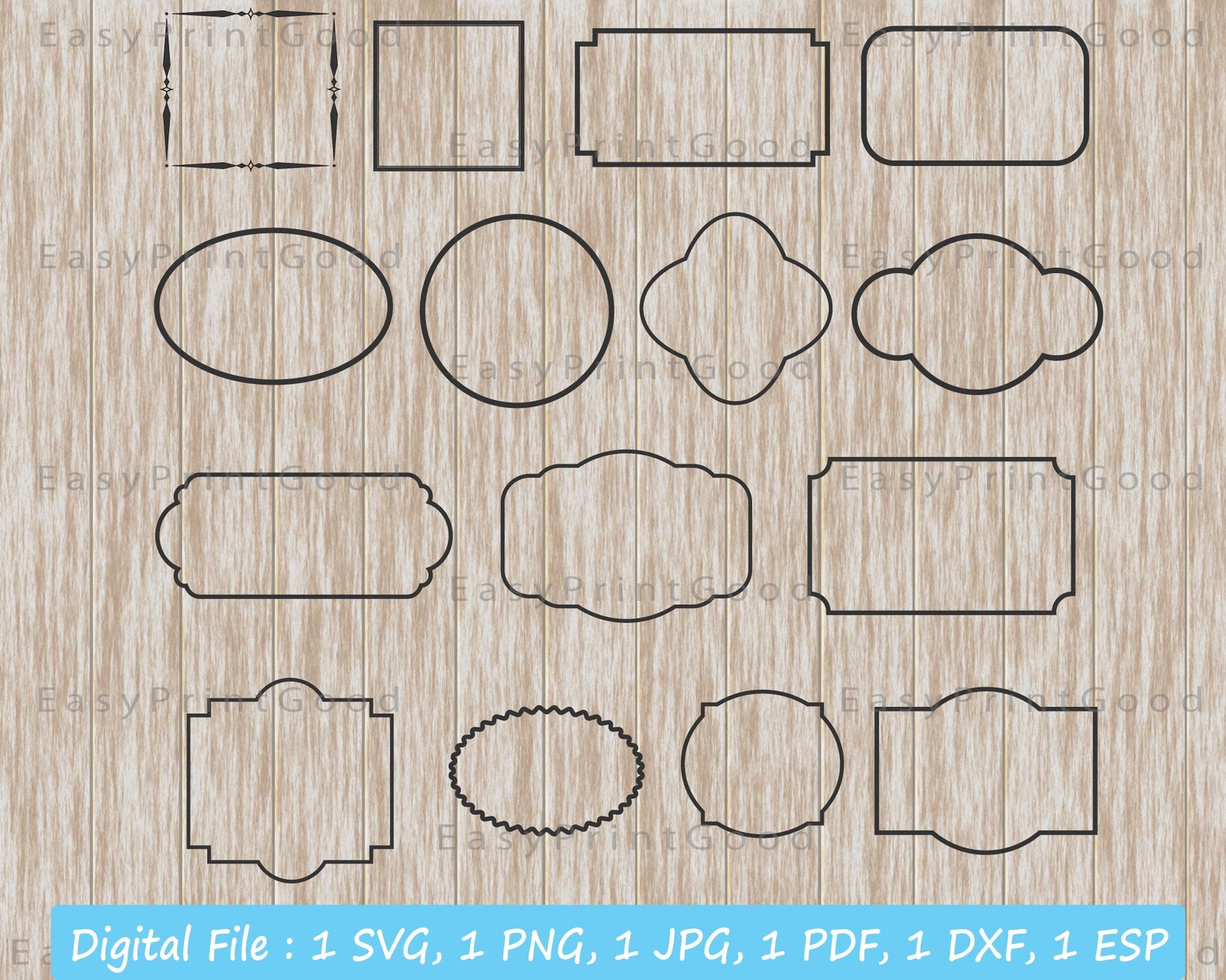 15 cadres vintage Cadres décoratifs Svg Cadres Contour Svg | Etsy